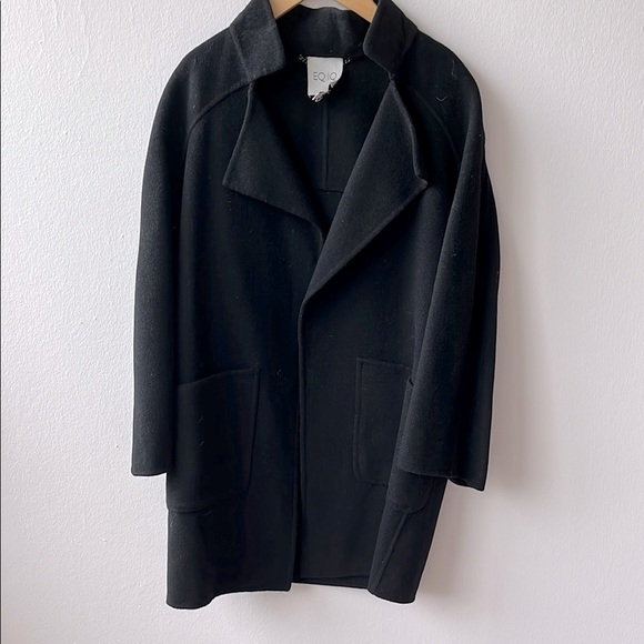 eq:iq | Jackets & Coats | Eqiq Blackyellow Wool Cocoon Coat | Poshmark